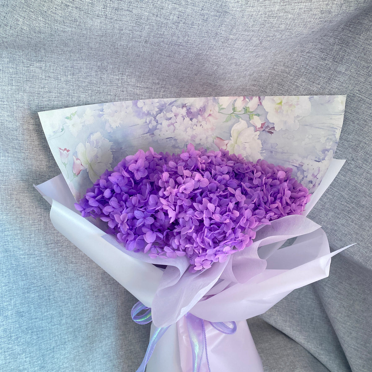 Purple Preserved Hydrangea Bouquet – 33 Petals & Co.
