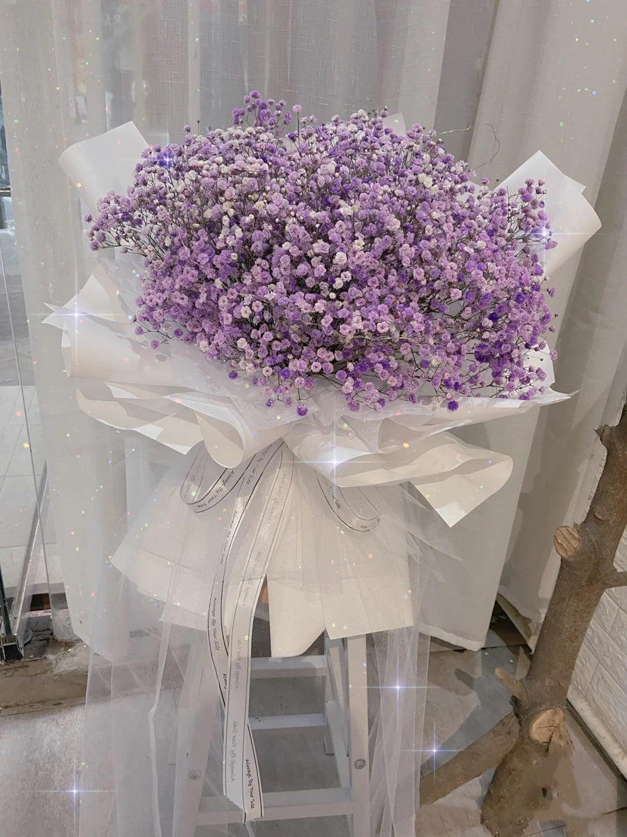 Purple Baby’s Breath Bouquet – 33 Petals & Co.